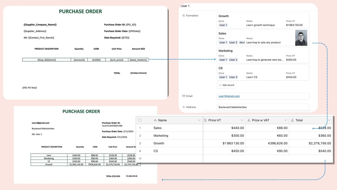 Purchase Order template with Google Docs